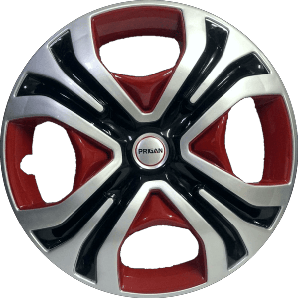 PRIGAN TIAGO TYPE-2 14 INCH SILVER BLACK RED WHEEL COVER (Set of 4) AV ...