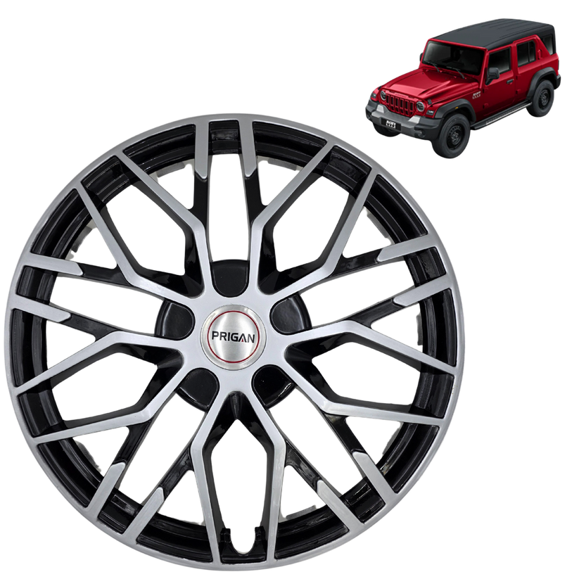PRIGAN THAR ROXX 18 INCH SILVER BLACK WHEEL COVER SPECIALLY DESIGNED F ...